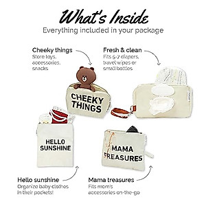 Bundle & Bliss Fruit Diaper Bag Organizing Pouches. Cloth Diaper Bag Organizer Pouches with Zipper. 4pc Set Travel Pouch Bags Packing Cubes. Wet Bag, Diaper Clutch Baby Wipe Holder etc.