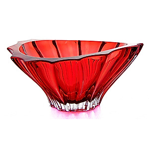 Aurum Crystal AU52295, 8.8" Plantica Candy Bowl, Red Bohemian Fruit Bowl, Ice Cream Bowl