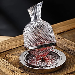 Wine Decanter Set - Decanter for Wine Crystal Shaking 360°Rotating, With Luxury Box Wine Decanter For Wine Lover or Happy Anniversary/Wedding Gift