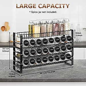 JONYJ Spice Rack Organizer for Cabinet, 4 Tier Stackable Seasoning Rack Organizer, Detachable Countertop Spice Rack, Freestanding Spice Jar Organizer, Black Frosted Iron Kitchen Counter Shelf