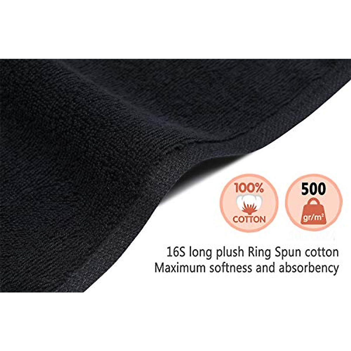 PERFEHAIR Black Salon Towels (2-Pack, 16 X 27 Inches)-Barber Hand Cotton Towel for Gym, Bath, Spa, Shaving, Shampoo