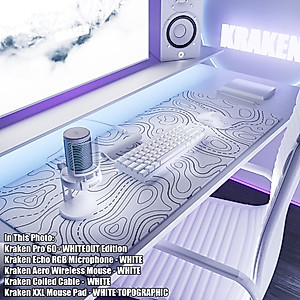 Kraken White Coiled Keyboard Cable - Artisan White Coiled USB C Cable with Aviator Connector for Mechanical Gaming Keyboards (Pure White)