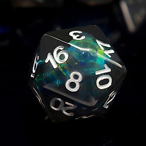 PJOY Clear Rainbow DND Dice Set 7PCS D&D Dice Iridescent Mylar Filled Resin Polyhedral RPG Game Dungeons and Dragons Gifts