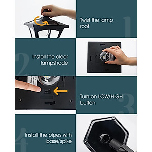 Seovix 70" Solar Lamp Post Lights Outdoor Waterproof IP65, Solar Lamp Posts Outdoor Lighting, LED Solar Pole Light for Garden, Lawn, Pathway, Driveway, 1-842-108