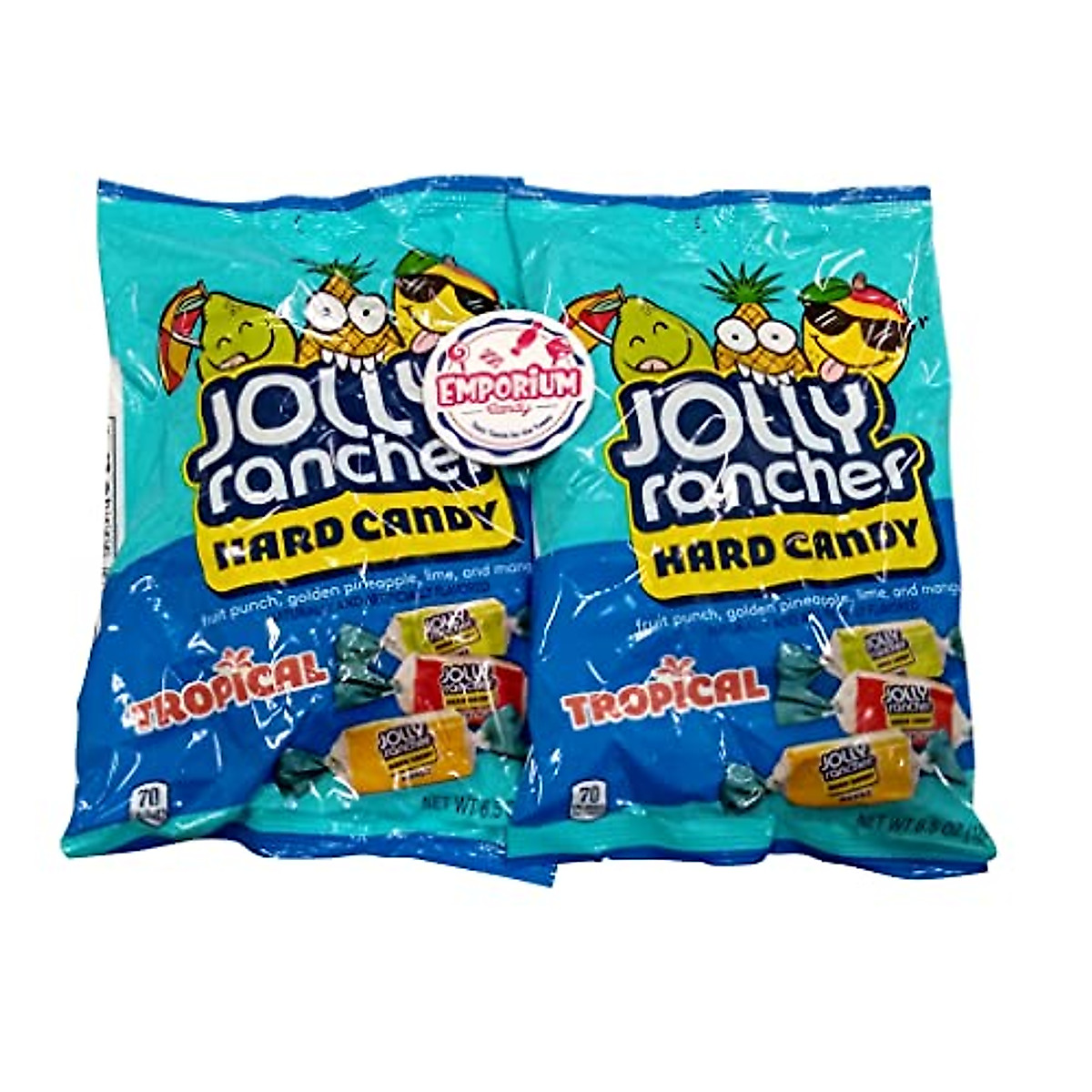 Tropical Hard Candy - Two 6.5 ounce bags of Fresh Delicious Fruit Punch Golden Pineapple Lime Mango Hard Candy