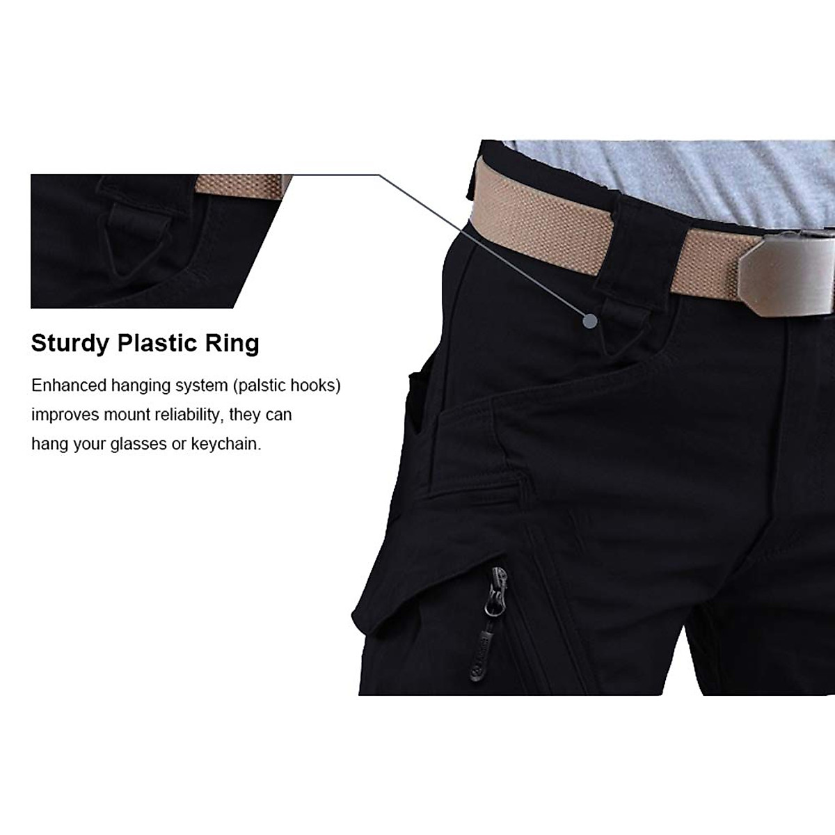 LABEYZON Men's Outdoor Work Military Tactical Pants Lightweight Rip-Stop Casual Cargo Pants Men (Black, 36W x 30L)