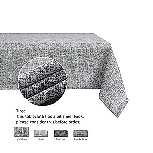maxmill Flaxy Faux Linen Tablecloth with 2-Tone Slubby Texture Wrinkle Free Anti-Shrink Soft Table Cloth for Kitchen Dining Tabletop for Outdoor and Indoor Use Rectangle 60 x 84 Inch Light Grey