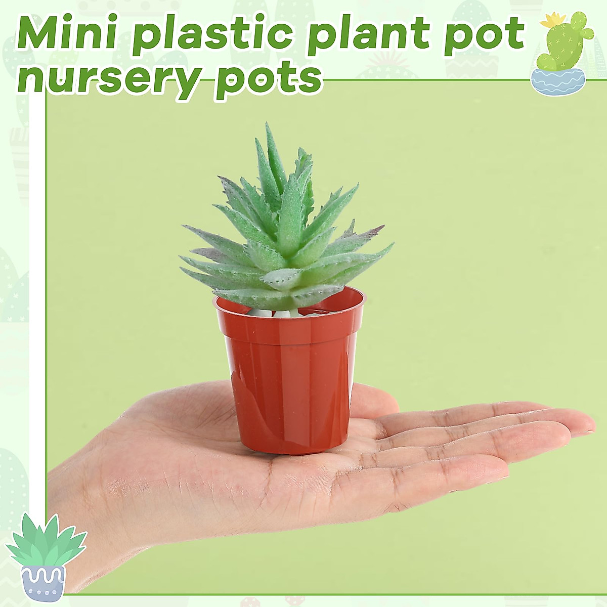 Yaomiao 200 Pcs 2 Inch Red Mini Plastic Plant Pot Nursery Seedling Pots Seed Starter with Drainage Holes for Indoor Outdoor Garden Succulent Plants Cuttings Transplanting
