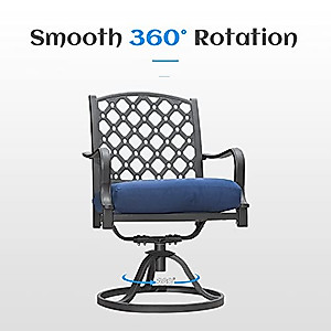 Domi 7 Pieces Patio Dining Sets All-Weather Metal Outdoor Modern Dining Sets with Table for Lawn Garden Backyard Deck with Cushions-Blue