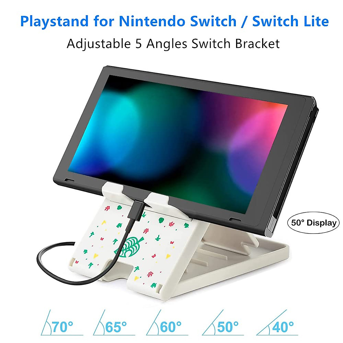 ELIATER Switch Accessories Bundle for Animal Leaf Crossing, Switch Carrying Case with Playstand & Screen Protector & 4 Thumb Grip Caps & Protective Cover & Charging Cable & Pendant