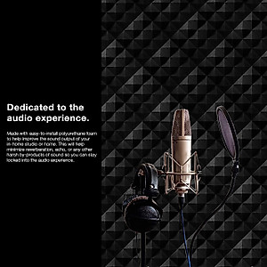Sonic Acoustics 2" X 12" X 12" Acoustic Foam Panels, Pyramid Recording Studio Wedge Tiles, Sound Panels, Sound Absorbing Panel, Soundproofing Isolation Treatment for Walls (24 Pack, Black)