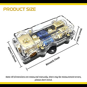 Apeixoto Fuse Distribution Block 0/4 Gauge In To 4/8 Gauge out 60A Fuse Distribution Block Mini ANL 2 Way Fuse Holder Distribution Block