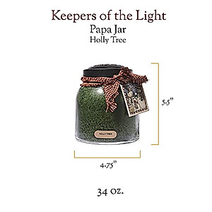 A Cheerful Giver — Holly Tree - 34oz Papa Scented Candle Jar with Lid - Keepers of the Light - 155 Hours of Burn Time, Gift for Women, Green