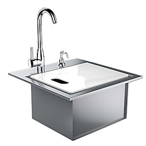 SUNSTONE B-PS21 Commercial Sink with Lid and Cutting Board, 21-Inch