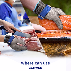 Schwer SlicePro ANSI A9 Cut Resistant Glove PR1706, Stainless Steel Mesh Metal Glove, Food Grade for Kitchen Cooking, Butcher Meat Cutting, Oyster Shucking, Mandoline, Fishing, PFAS Free (M, 1 PCS)