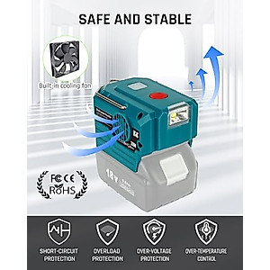 200W Power Inverter for Makita 18V Battery,DC 18V to AC 110-120V Portable Power Station with 1 USB Port, 1 USB-C Port,280lm LED Light for Outdoors Camping Travel Hunting Emergency(Tool Only)