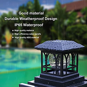 Solar Post Cap Lights Outdoor Fits 3.6x3.6 4x4 4.5x4.5 5x5 Wooden Fence Deck Patio Garden, RGB & Warm White 2 Lighting Mode, 20 LM 1000mAh Battery IP65 Waterproof, ABS Shell Glass Lens, Black (4 Pack)