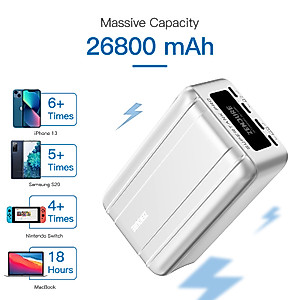 Zendure Portable Laptop Charger 100W PD 26800mAh Power Bank with 4 USB-C, 1 USB-A Adapter, External Battery Pack for Laptop iPad iPhone AirPods Pro Huawei OLED Display