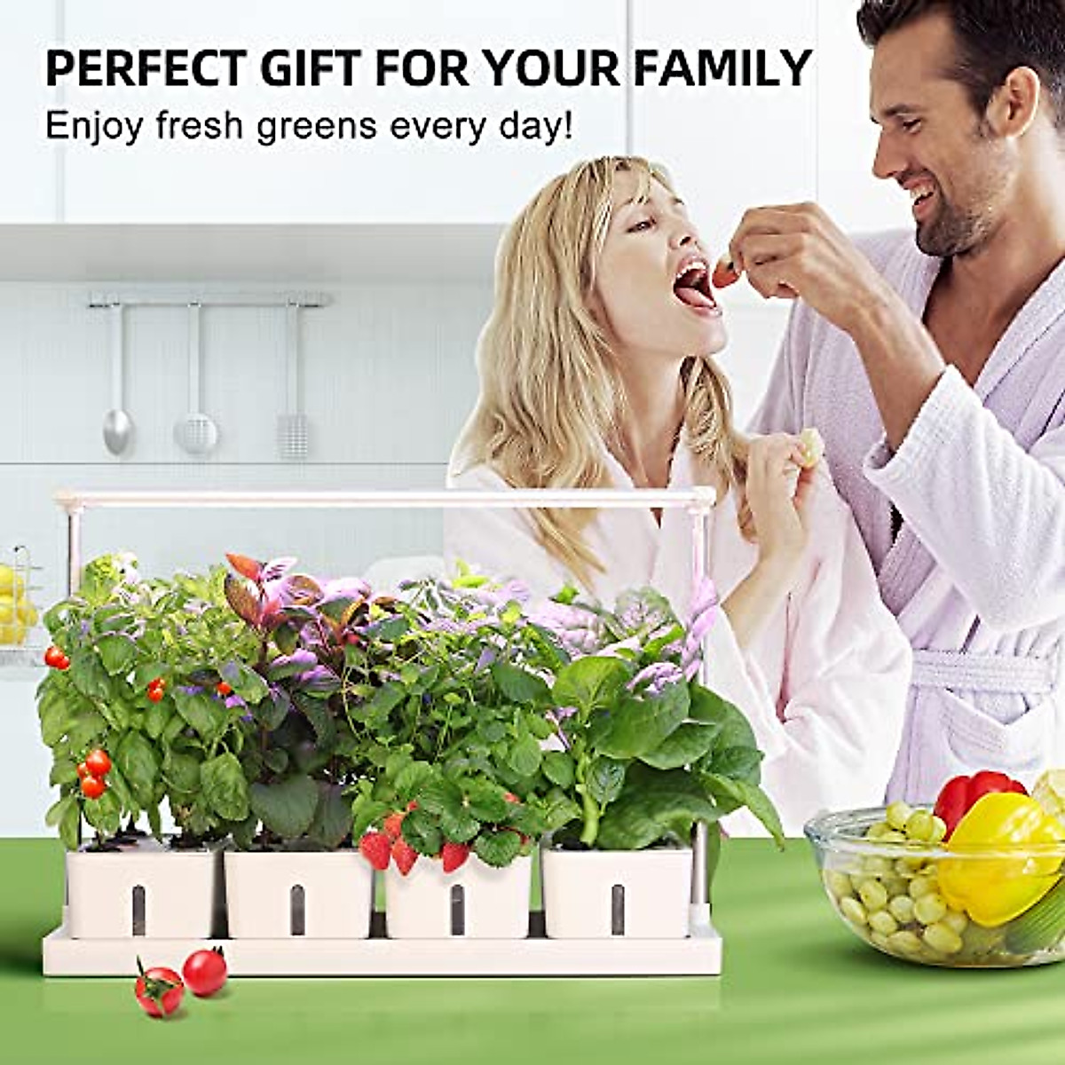 20 Pods Hydroponics Growing System, Herb Garden Kit Indoor Adjustable Height with Automatic Timer 34-Watt LED Grow Light, Indoor Garden with 4 Removable Water Tank, Gifts for Plant Lovers