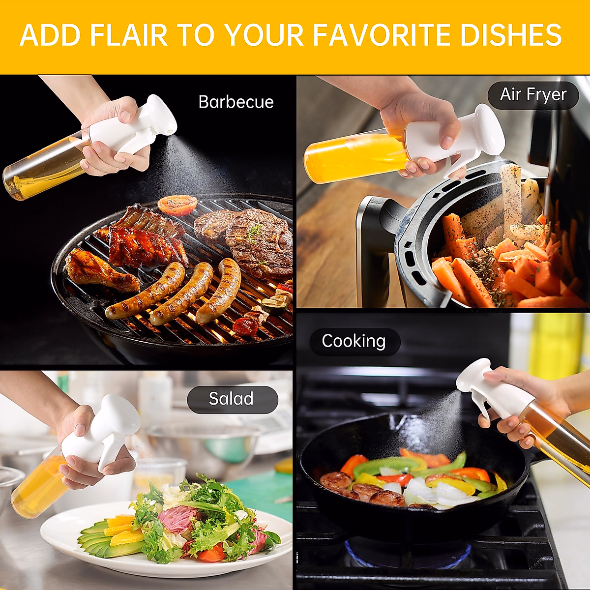 Oil Sprayer for Cooking, Kitchen Gadgets Olive Oil Sprayer, 250ml Oil Spray Bottles for Kitchen Air Fryer Accessories, Continuous Oil Mister Spray Bottle, Olive Oil Dispenser for Baking, Bbq
