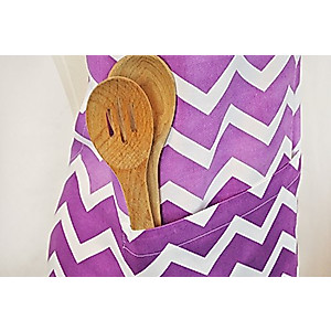 DII Chef Style Cotton Apron Adjustable Straps and Large Pocket, Eggplant Ombre