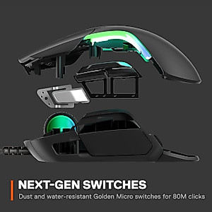 SteelSeries Rival 5 Gaming Mouse with PrismSync RGB Lighting and 9 Programmable Buttons – FPS, MOBA, MMO, Battle Royale – 18,000 CPI TrueMove Air Optical Sensor - Black