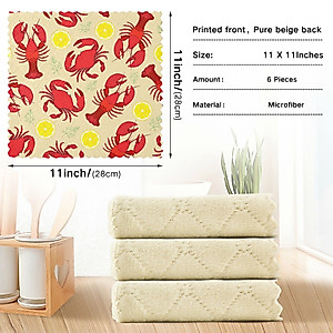 senya 6 Pack Dish Cloths Dish Towels Lemon Crawfish Reusable Kitchen Hand Towels