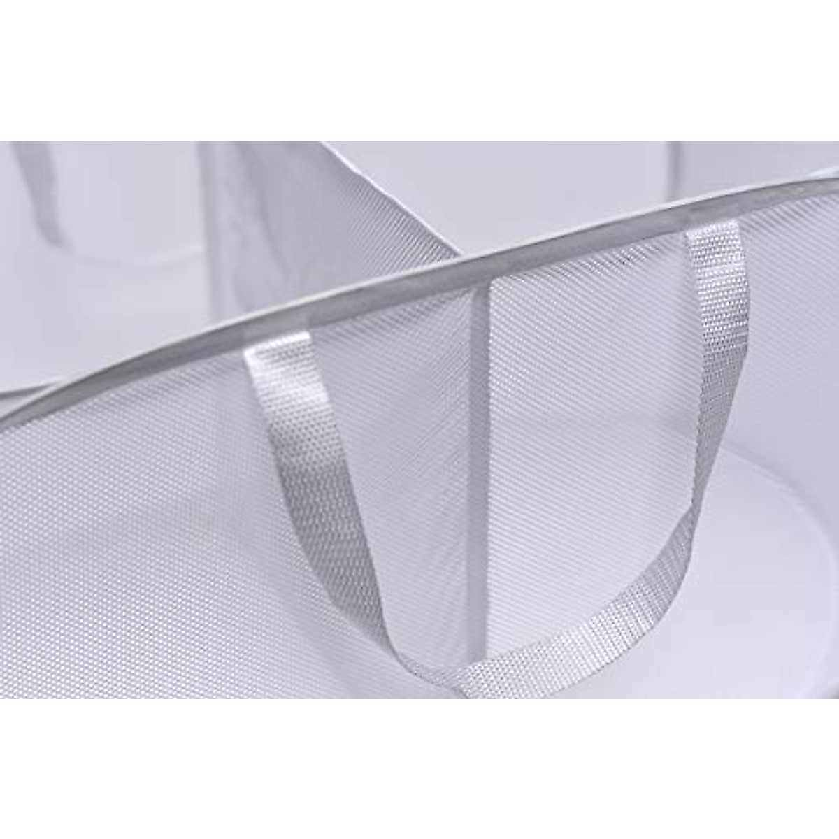 Popup Laundry Basket, Two Compartments - Durable Mesh Material, Folds for Storage, Easy Carry Handles. Folding Pop-Up Laundry Basket Bins are Great for College Dorm Laundry Room or Travel. (White)