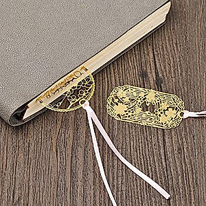 maxgoods Metal Bookmark Cute Tassel Apricot Rose Gold Book Holder Leaf(5)