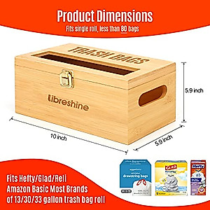 Libreshine Garbage Bag Dispenser Roll Holder, Kitchen Trash Bag Dispenser Wall Mount, Bamboo Trash Bag Organizer Under Sink (Standard)