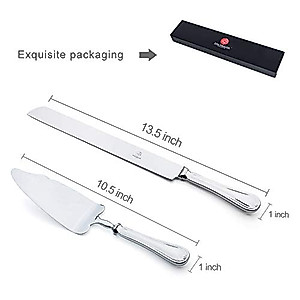 OTW PAVILION 2 Piece Wedding Cake Server Set,18/10 Stainless Steel Dessert Set Pie Server Cake Cutter Knife for Birthday,Anniversary,Holiday,Baby Shower,Party