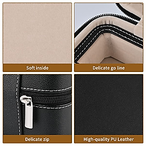 ROSELLE Eyewear Travel Case for women men, Luxury leather 3-Slot Eyeglasses Storage Box for Multiple Glasses and Sunglasses(Black)