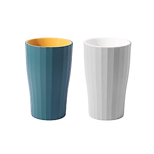 Awhale Mouthwash Toothbrush Cup, Bathroom Tumbler Cup, Unbreakable Bathroom Wash Cup, Soft and Easy Grip, Large Capacity 360ML (Blue and Grey)