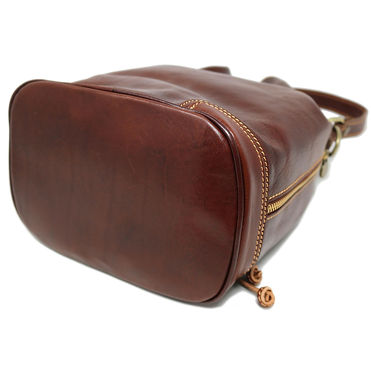 Floto Ciabatta Leather Satchel Bucket Bag