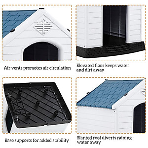 Large Dog House,Outdoor Dog Kennel,Insulated Dog House Pet Puppy Shelter for Small Medium Large Dogs Waterproof with Air Vents&Elevated Indoor Outdoor(32"H)
