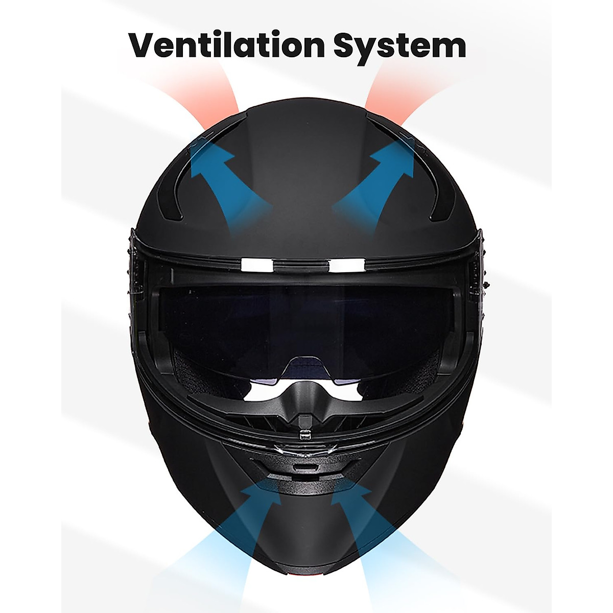 ILM Adult Motorcycle Helmet Dual Visor Flip up Modular Full Face Helmet DOT Model WS206(Matte Black,Medium)