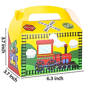 24pcs Railroad Train Crossing Party Gift Treat Boxes Railway Train Theme Party Favors Steam Train Goodie Candy Boxes for Kids Baby Shower Decorations Birthday Party Supplies