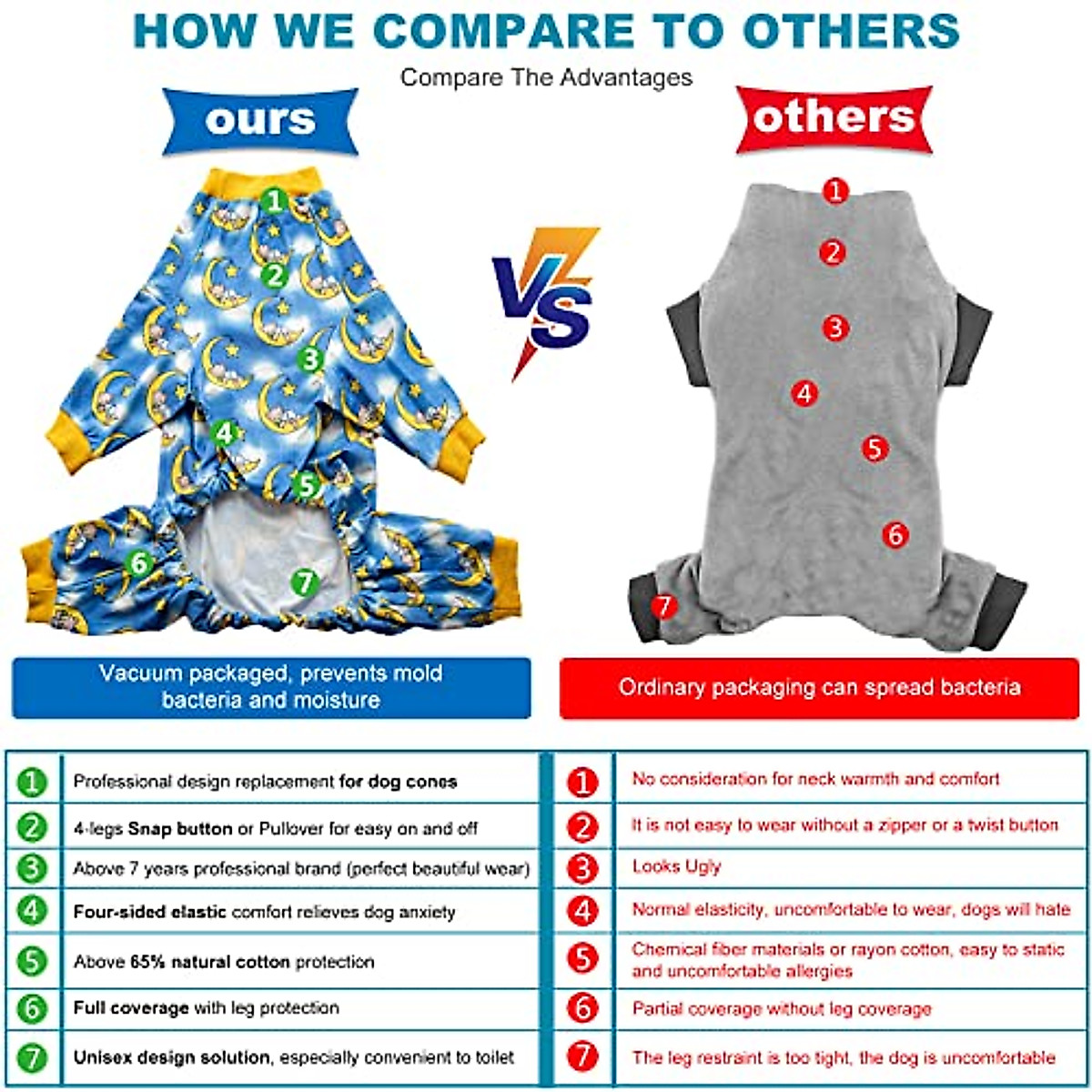 LovinPet Pit Bull Pajamas - Pet Anxiety Relief, Sun Protection Dog Pajamas, Comfy Stretchy Fabric, Dreamy Bear Print, Large Dog Pjs, Pet Jammies,Yellow M