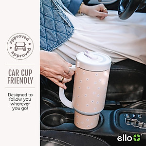 Ello Oasis 30 oz Tumbler with Handle & Retracting Straw | Reusable Insulated Stainless Steel Cup 100% Leakproof, Gifts for Teens Women Men | Keeps cold for 20 Hours, Cup Holder Friendly, Twilight