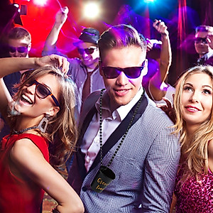 Maitys 12 Pieces Team Plastic Beaded Bridal Shot Glass Necklace with Gold Foil for Bachelor/Bachelorette Party Necklace(Stylish)