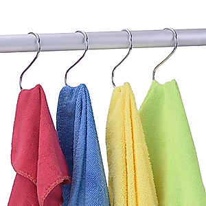 Soqool 12 Pack Heavy Duty Hooks for Hanging S Hook for Shower/Closet Rod Shower Curtain Hook Rings, Hook Hangers for Bird Feeder/Hanging Plants Outside(4.8 Inch)