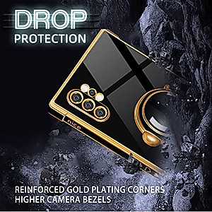 Buleens for Samsung Galaxy Note 10 Plus Case with Astronaut Stand, Girls Women Galaxy Note 10 Plus Phone Cases, Girly Cute 6D Spaceman Heart Pattern Cover for Note 10 Plus 6.8 Inch Black