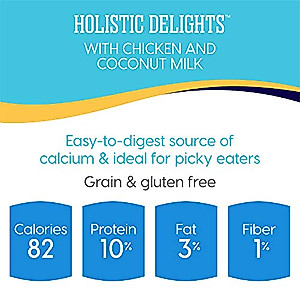 Solid Gold Wet Cat Food Pouches - Holistic Delights Creamy Bisque Lickable Cat Treats - Grain Free with Real Chicken in Coconut Puree for Your Kitten, Adult or Senior Cat - 24Ct/3oz Pouch