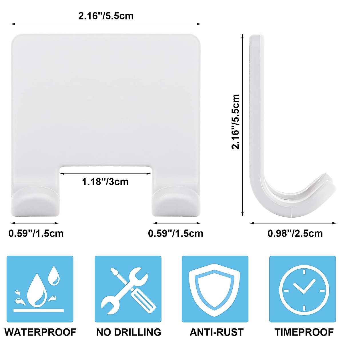 VANZAVANZU Razor Shaver Holder for Shower Wall Adhesive Hooks for Hanging, Bathroom Silicone Waterproof Decorative Shower Hooks Hair Brush Holder for Towel (4 Pack-White)