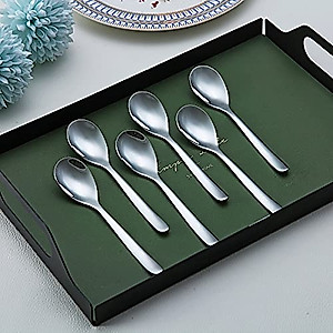 Demitasse Espresso Spoons, 5.5'' Mini Coffee Spoons, Stainless Steel Small Spoons,Tea Spoons for Dessert, Set of 6, Dishwasher Safe (Silver)
