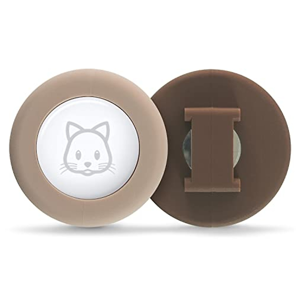 Sweet Baby Co. Airtag Cat Collar or Extra Small Dog Collar Holder 2 Pack, Fits Half Inch Collars for Small Pet, Compatible with Apple Air Tag, Waterproof GPS Tracker Case Kitten Cats Dogs (Tan/Brown)