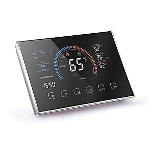 Programmable Smart Thermostat Compatible with Alexa Google Home,WiFi Thermostat no c Wire Needed(with C Wire Adapter) Thermostats for Home Heat and ac,24v (Black)