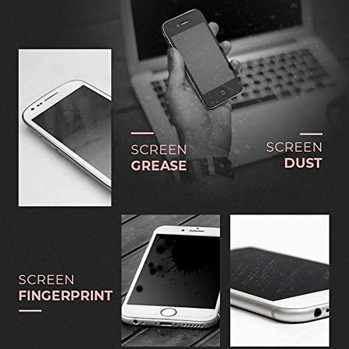 2PCS 3-in-1 Anti-Fingerprint Screen Cleaner One-Piece Screen Cleaner Spray Wipe for All Phones, Laptops, and Tablets Screens(2PCS Gray)