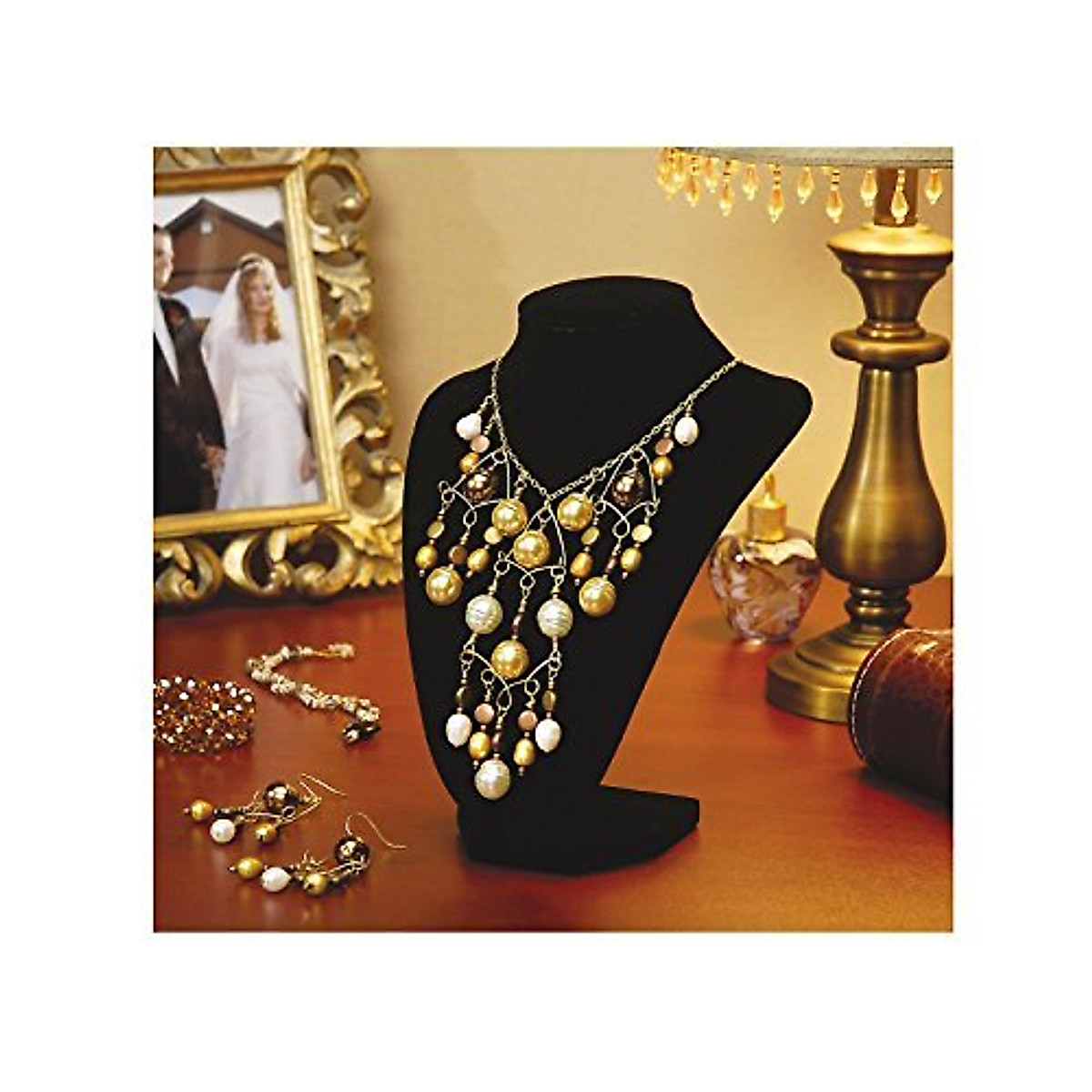 Tytroy Elegant 9" 3D Black Velvet Necklace Jewelry Display Model Bust Stand for Home (Dresser/Shelves) & Business (Showroom/Fair) Storage Decoration & Presentation 1PC