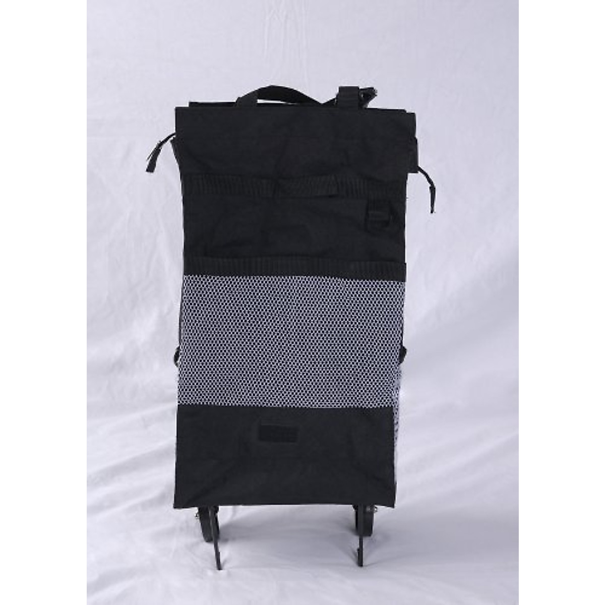 J&J Home Fashion Wheeled Shopping or Laundry Cart-Black